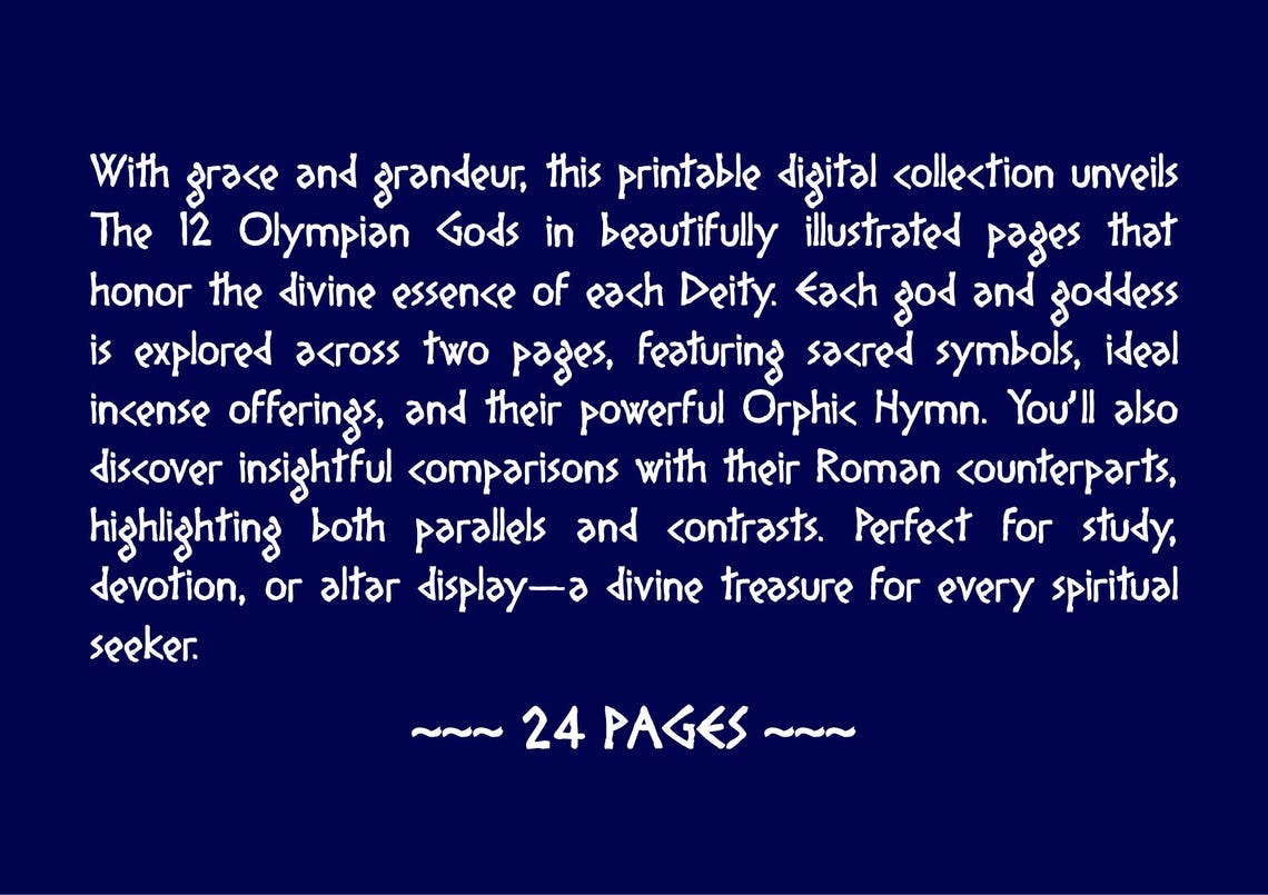 The 12 Greek OLYMPIAN GODS and GODDESSES | Instant Digital Download ...