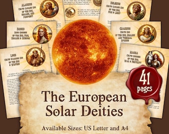 European SOLAR Deities | Digital Printable Pages | Sizes A4 & 8.5''x11 ...