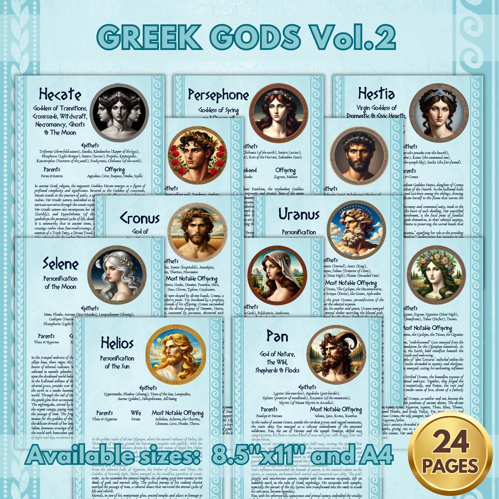 Greek GODS and GODDESSES Vol.2 Instant Digital Download Printable Book ...