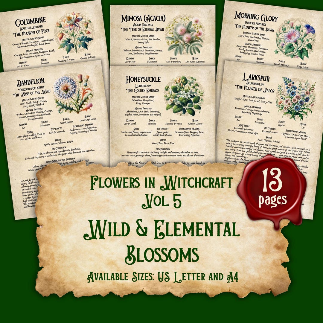 Wild and Elemental Blossoms | Instant Digital Download Printable Book ...