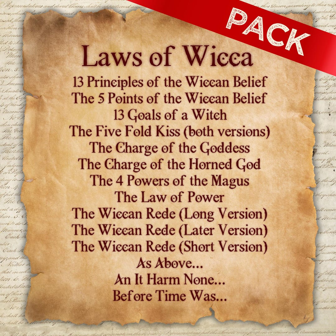 Laws of Wicca PACK | Instant Digital Download Printable Pages | Sizes ...