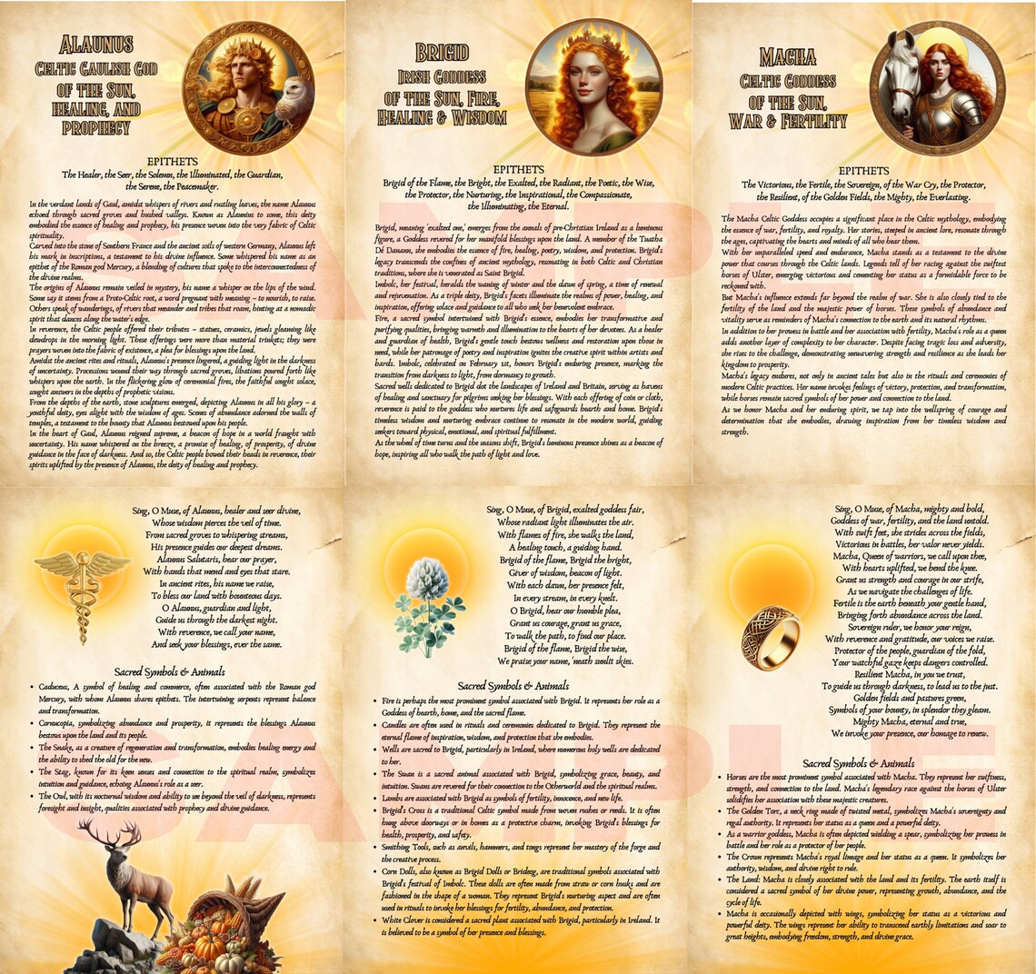 European SOLAR Deities | Digital Printable Pages | Sizes A4 & 8.5''x11 ...