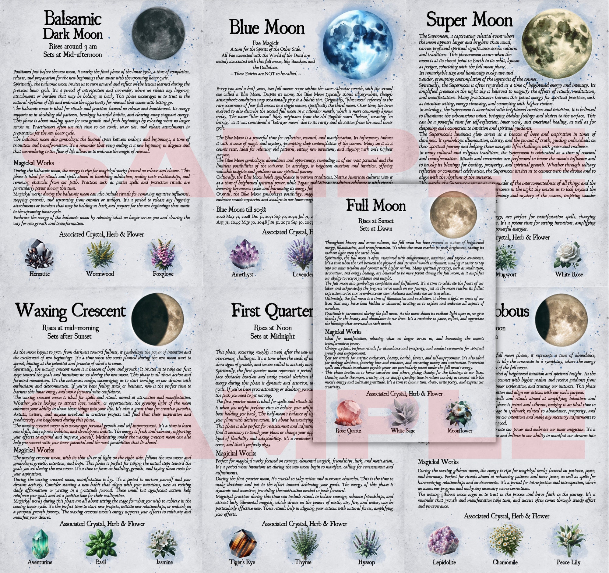 MOON MAGICK Instant Digital Download Book of Shadows / Grimoire Pages ...