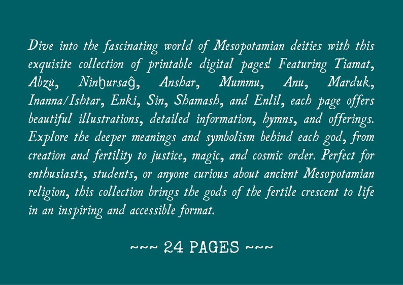 MESOPOTAMIAN PANTHEON | Instant Digital Download Printable Book of ...