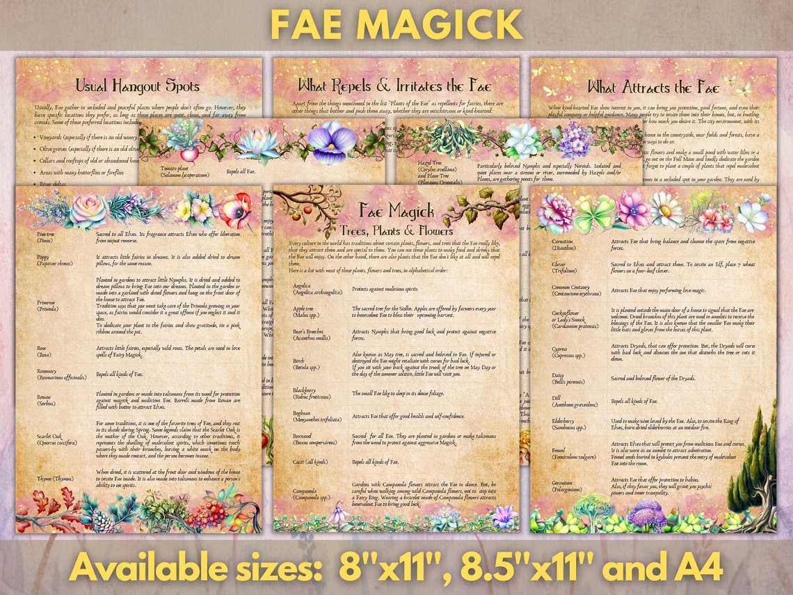 FAE MAGICK Instant Digital Download Printable Book of Shadows ...
