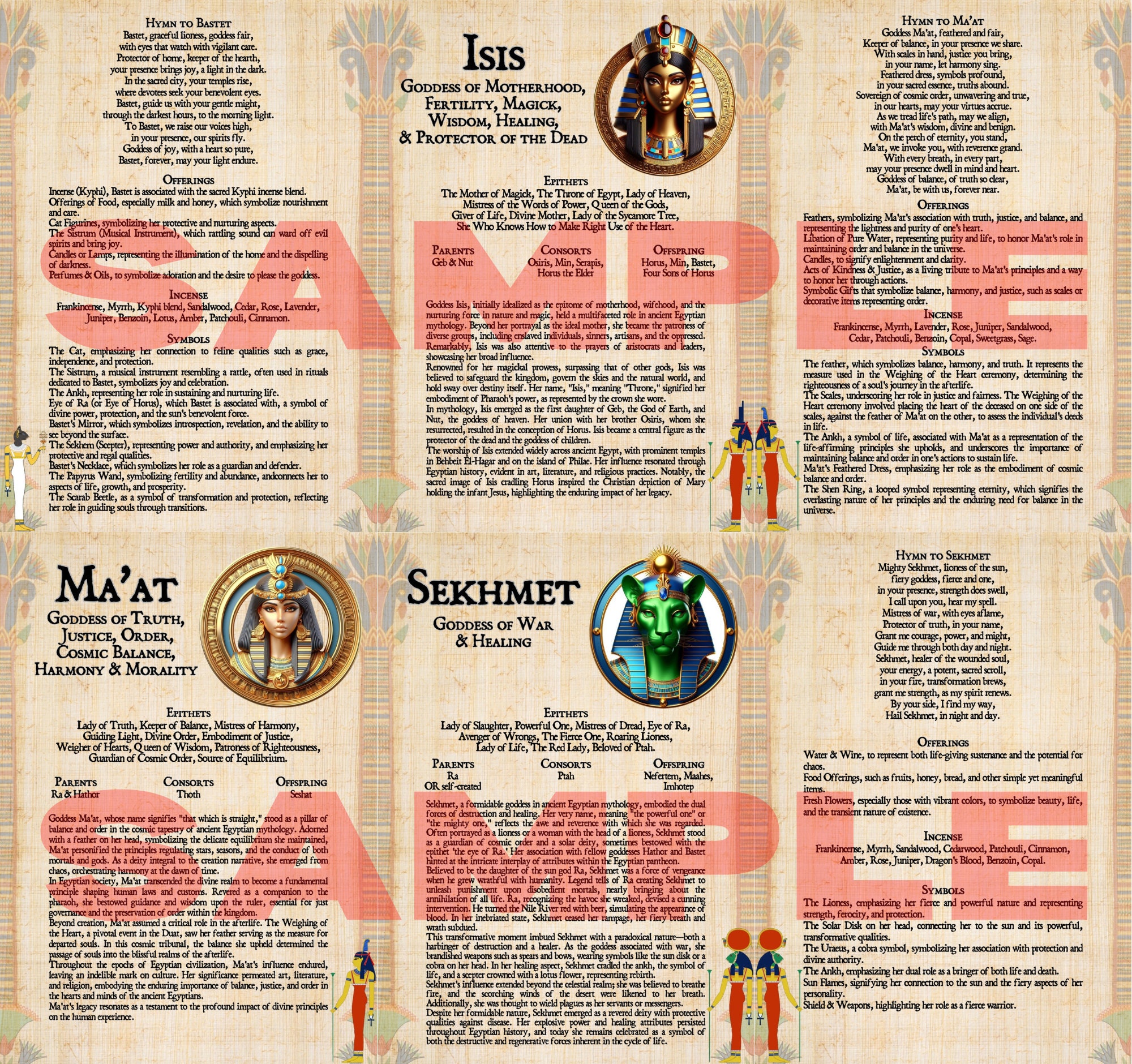 Egyptian Pantheon Instant Digital Download Printable Pages Sizes A4 & 8 ...