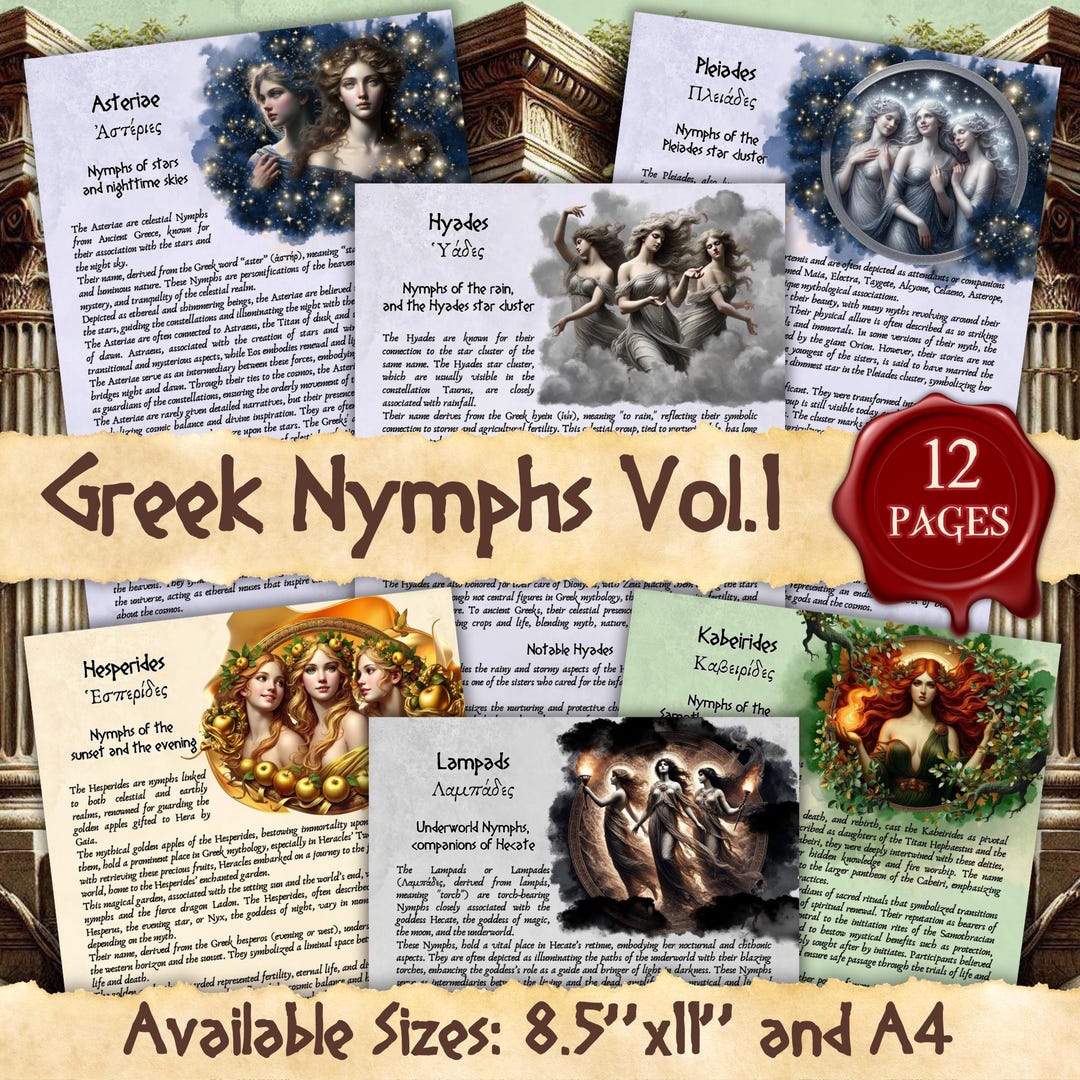 The GREEK NYMPHS Vol.1 | Instant Digital Download Printable Book of Shadows / Grimoire Pages ...