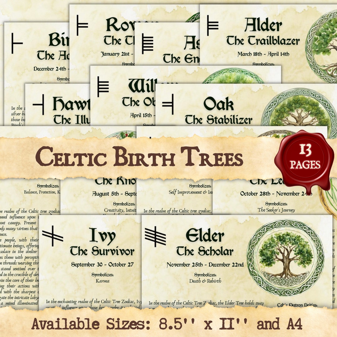 CELTIC Birth Trees - the Druid Zodiac | Instant Digital Download ...