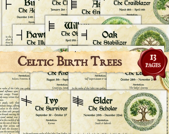 Celtic Reed Print/tree Astrology Print/celtic Zodiac Print/birthday ...