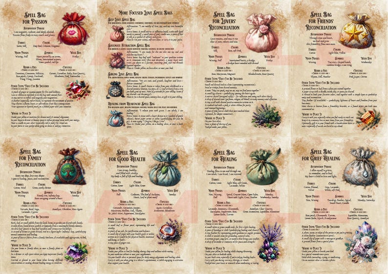 SPELL and HEX BAGS | Instant Digital Download Printable Book of Shadows ...