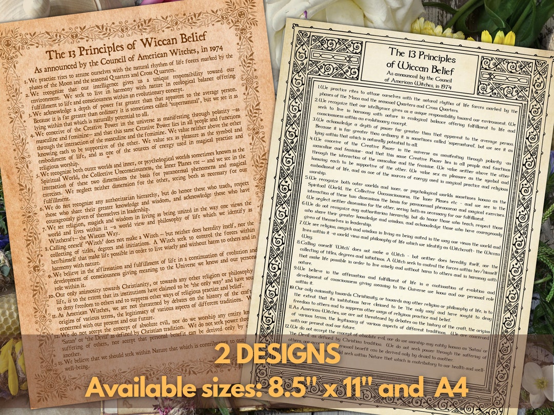 13 Principles of Wiccan Belief 2 Alternative Designs Instant Digital ...