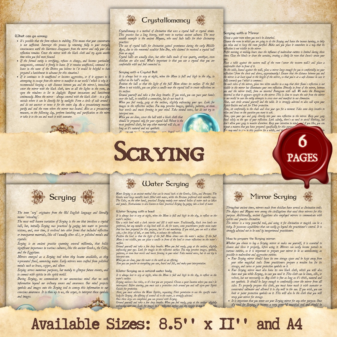 SCRYING | Instant Digital Download Printable Book of Shadows / Grimoire ...