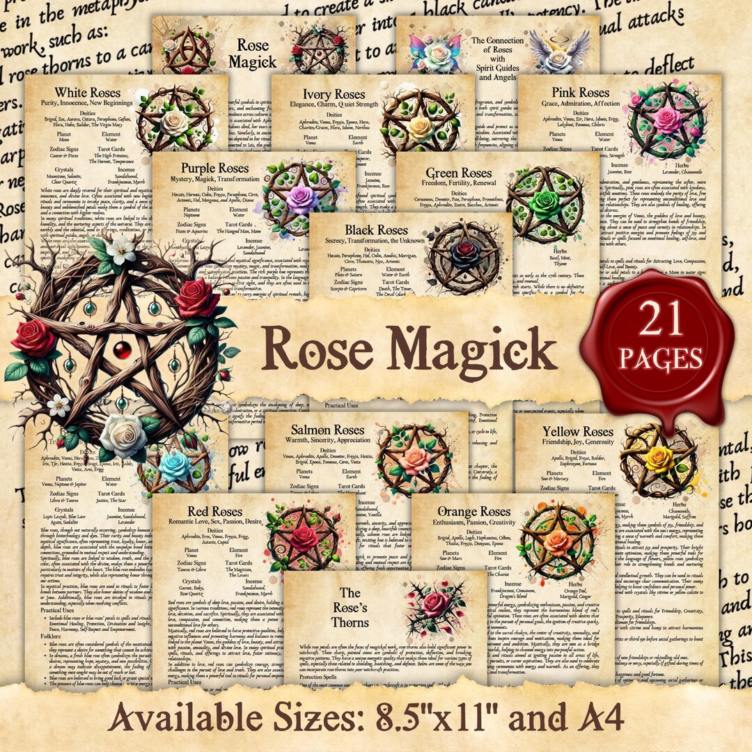 ROSE MAGICK | Instant Digital Download Book of Shadows / Grimoire Pages ...