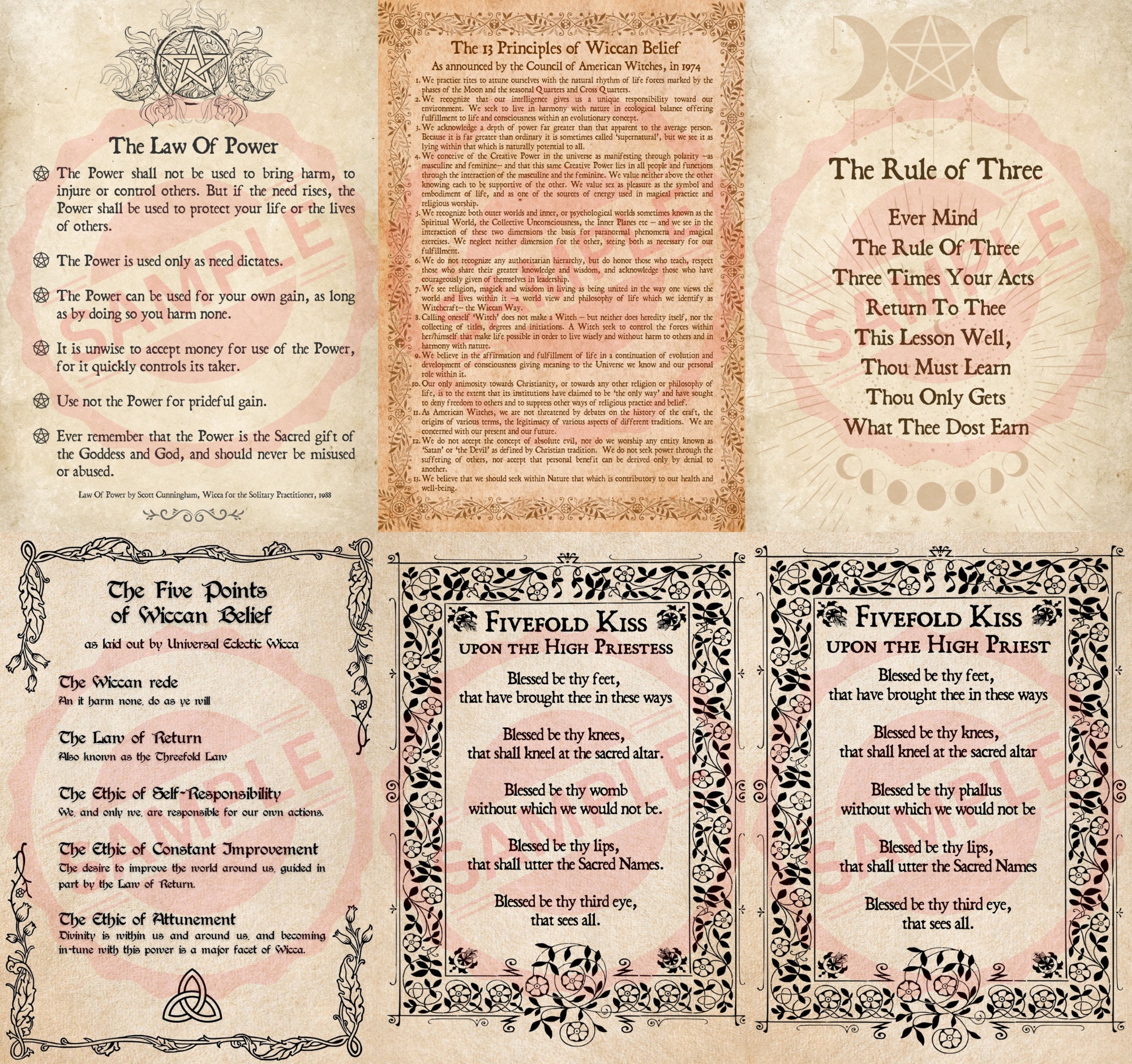 Laws of Wicca PACK Instant Digital Download Printable Pages Sizes A4 ...