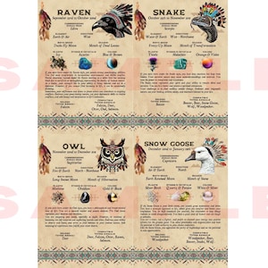 Native American Birth Totem Animals | Instant Digital Download ...