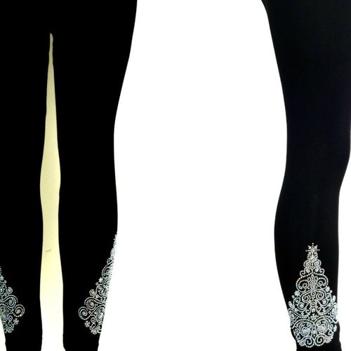 Plus Size Full Length Leggings Embellished Rhinestone Crystal - Etsy