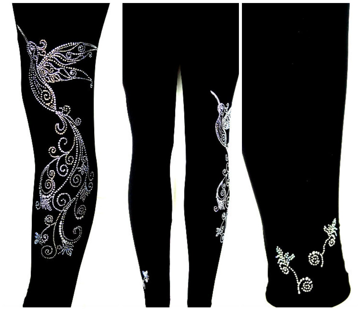 Plus Size Full Length Leggings Embellished Rhinestone Crystal - Etsy