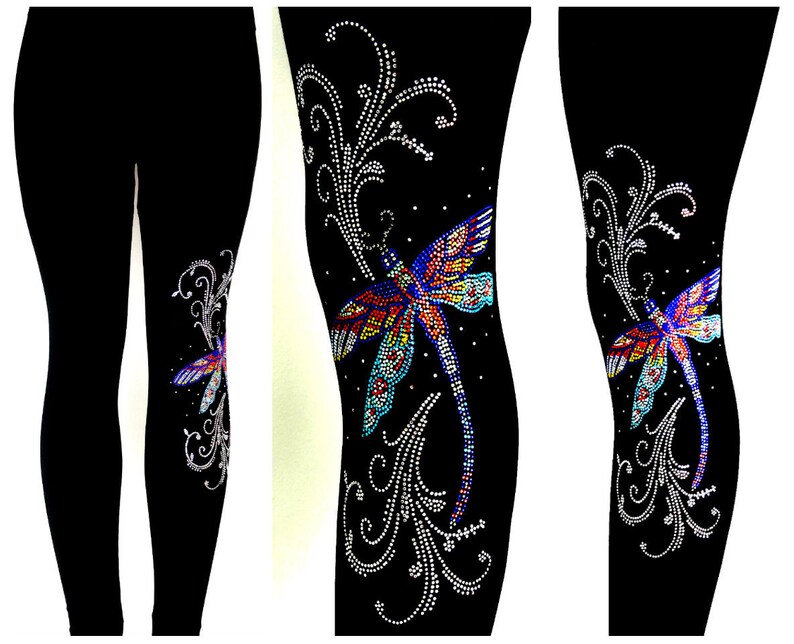 Plus Size Full Length Leggings All Rhinestone Colorful Fire | Etsy