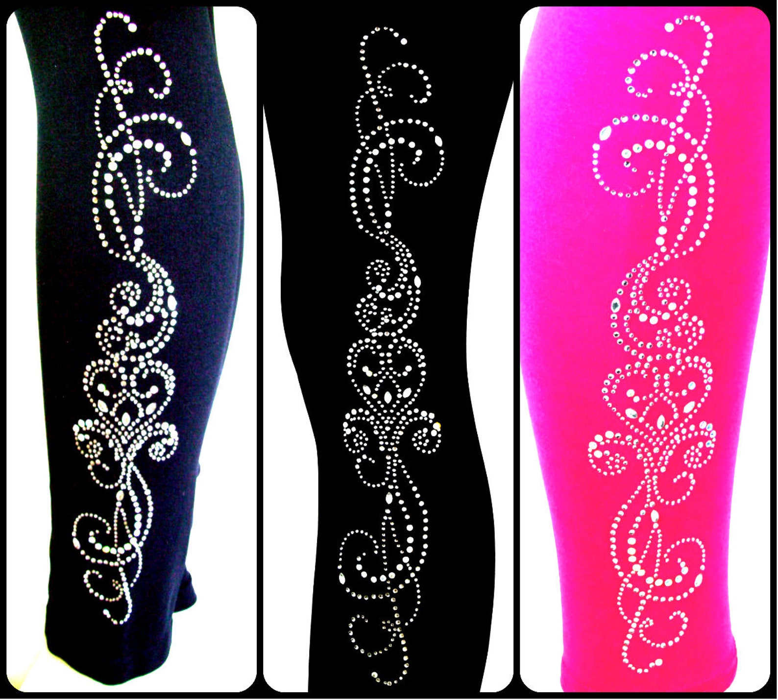 Hand Embellished Iridescent and Crystal Rhinestone Heart Swirls 3/4 ...