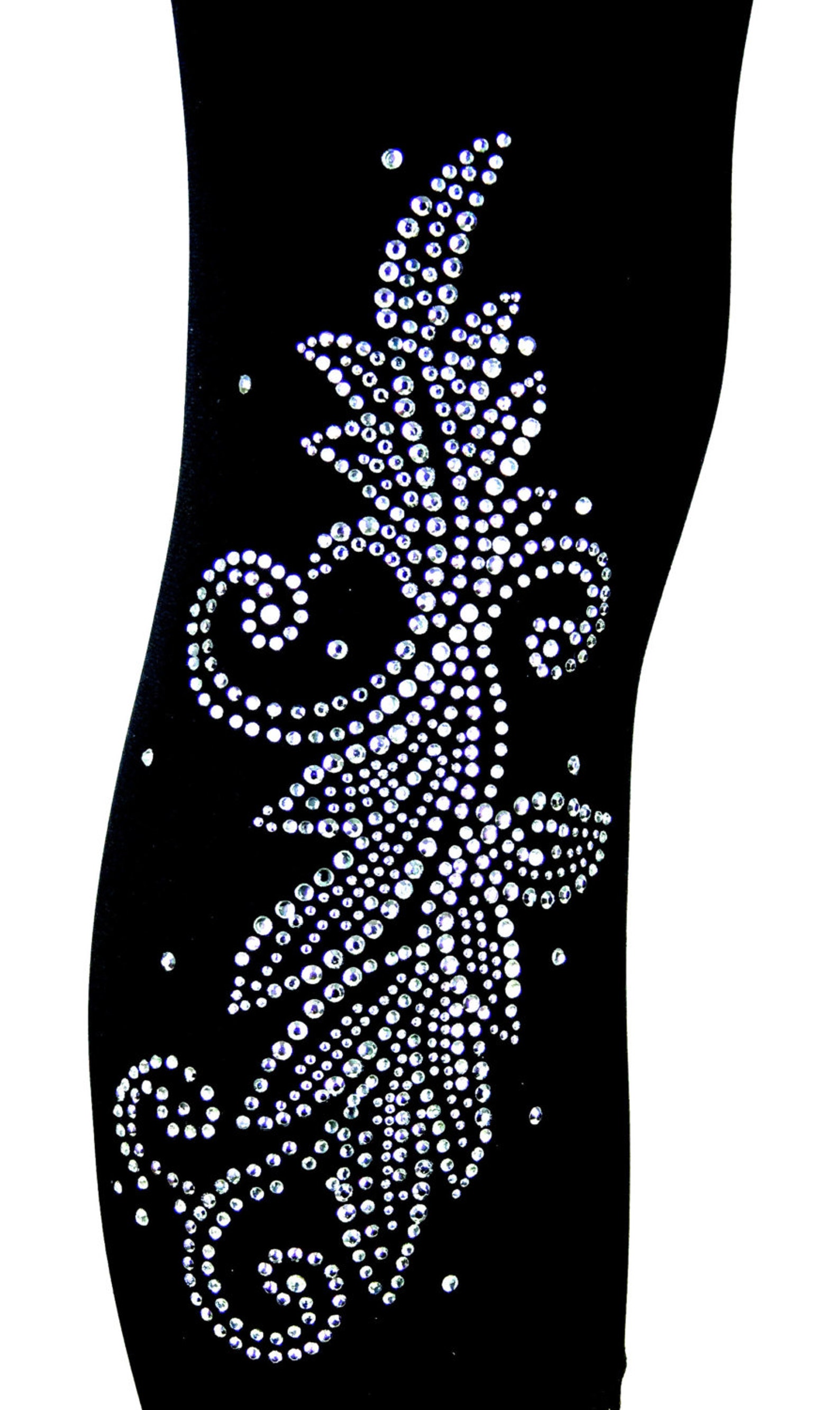 Plus Size Full Length Leggings Embellished Rhinestone Silver Mardi Gras ...