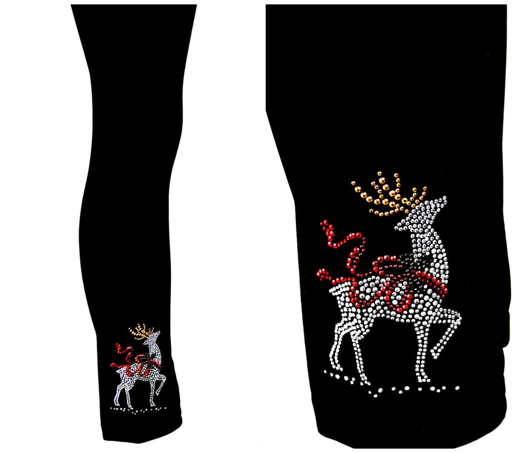 Regular Size Full Length Leggings Embellished Rhinestone and Stud ...