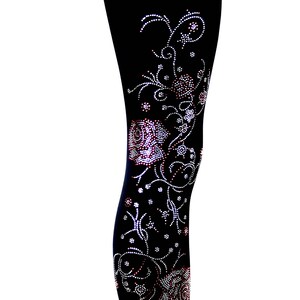Plus Size Full Length Leggings Embellished Rhinestone Trailing Pink ...