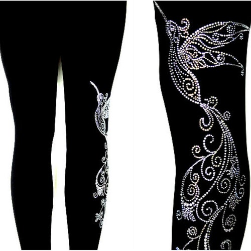 Plus Size Full Length Leggings Embellished Rhinestone Crystal - Etsy