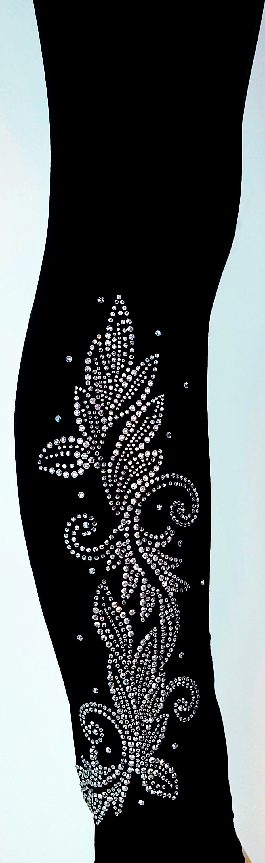 Plus Size Full Length Leggings Embellished Rhinestone Silver Stud Mardi ...