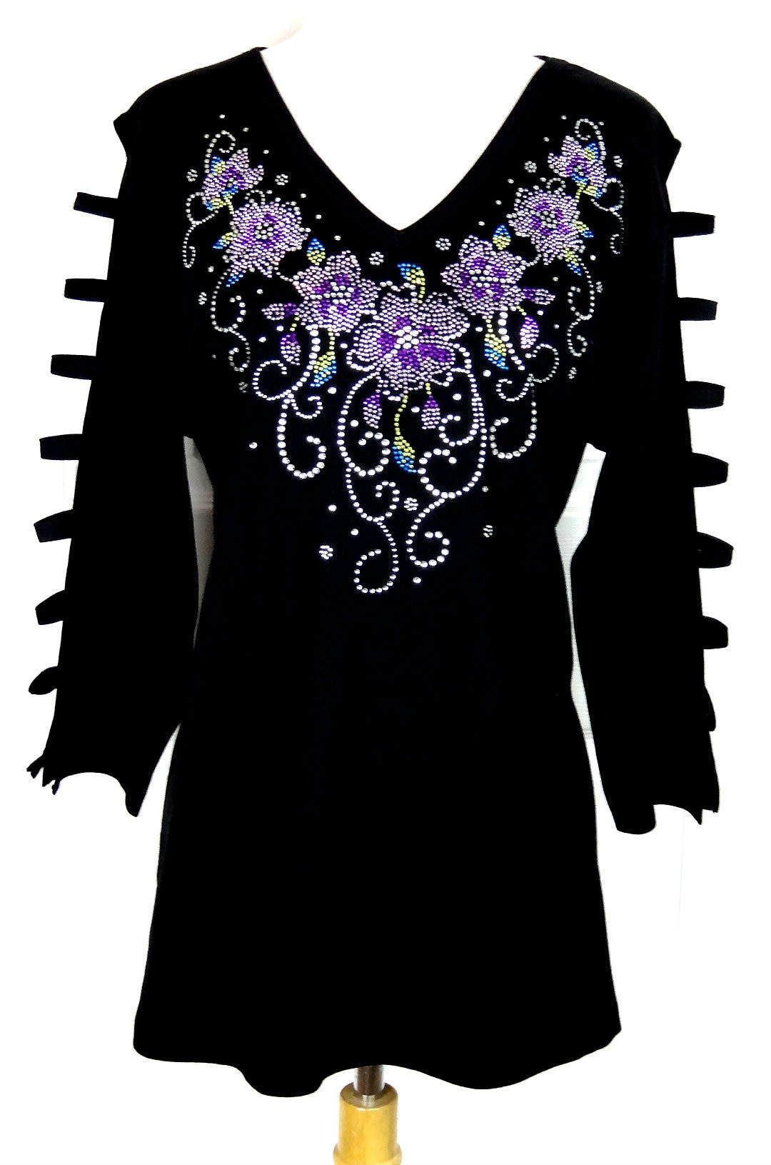 Hand Embellished A-line Tunic Top Rhinestone Beautiful Cascading ...