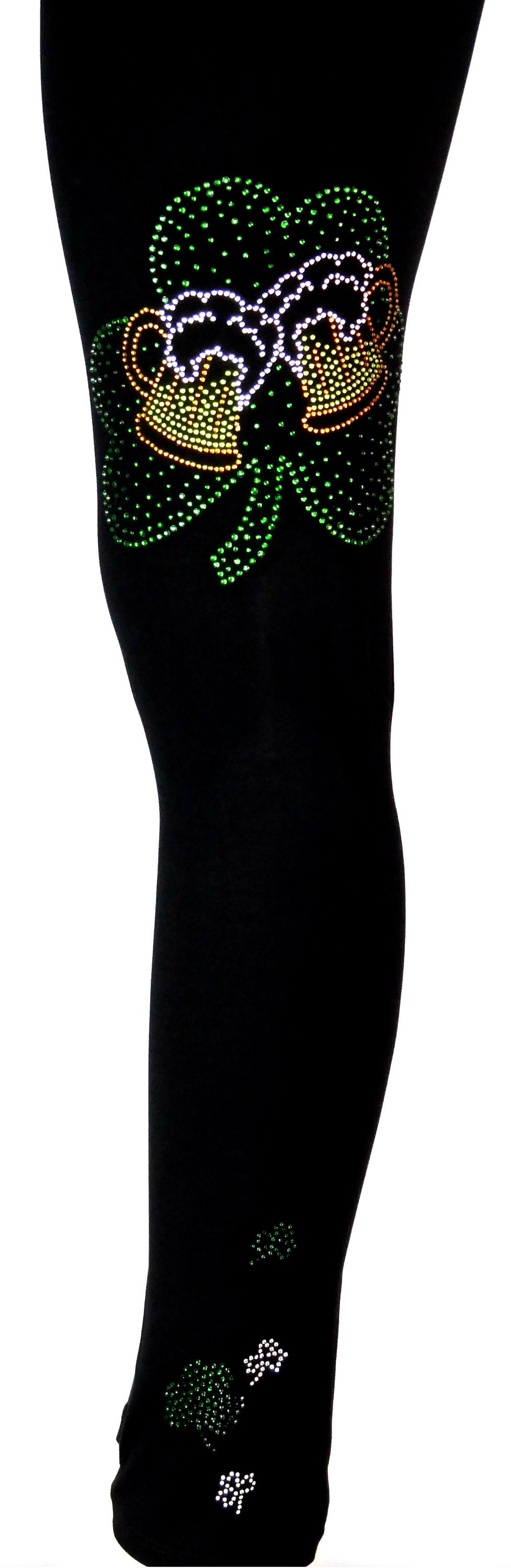 Plus Size Black Full Length Leggings Embellished Rhinestone Cheers ...