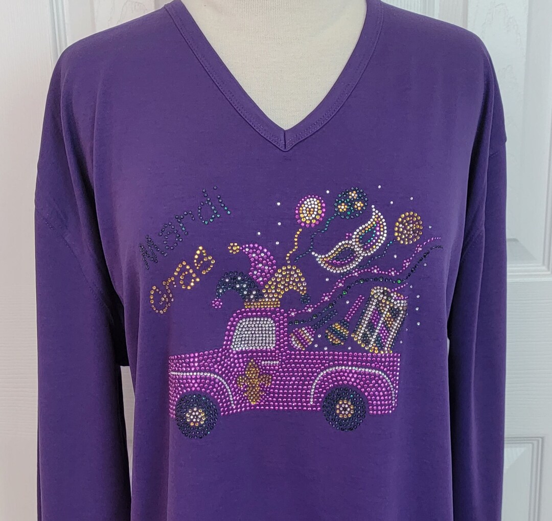 Embellished Rhinestone & Shiny Stud Mardi Gras Music Float Truck 3/4 or ...