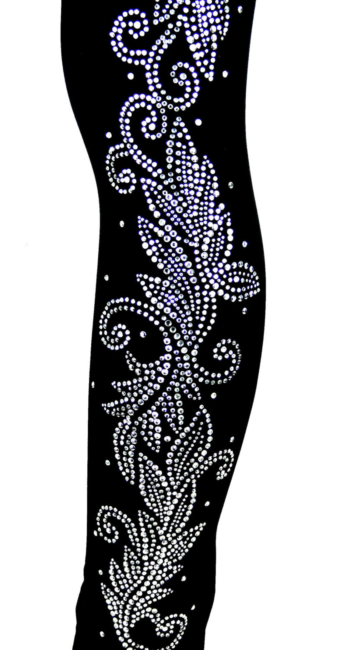 Plus Size Full Length Leggings Embellished Rhinestone Silver Mardi Gras ...