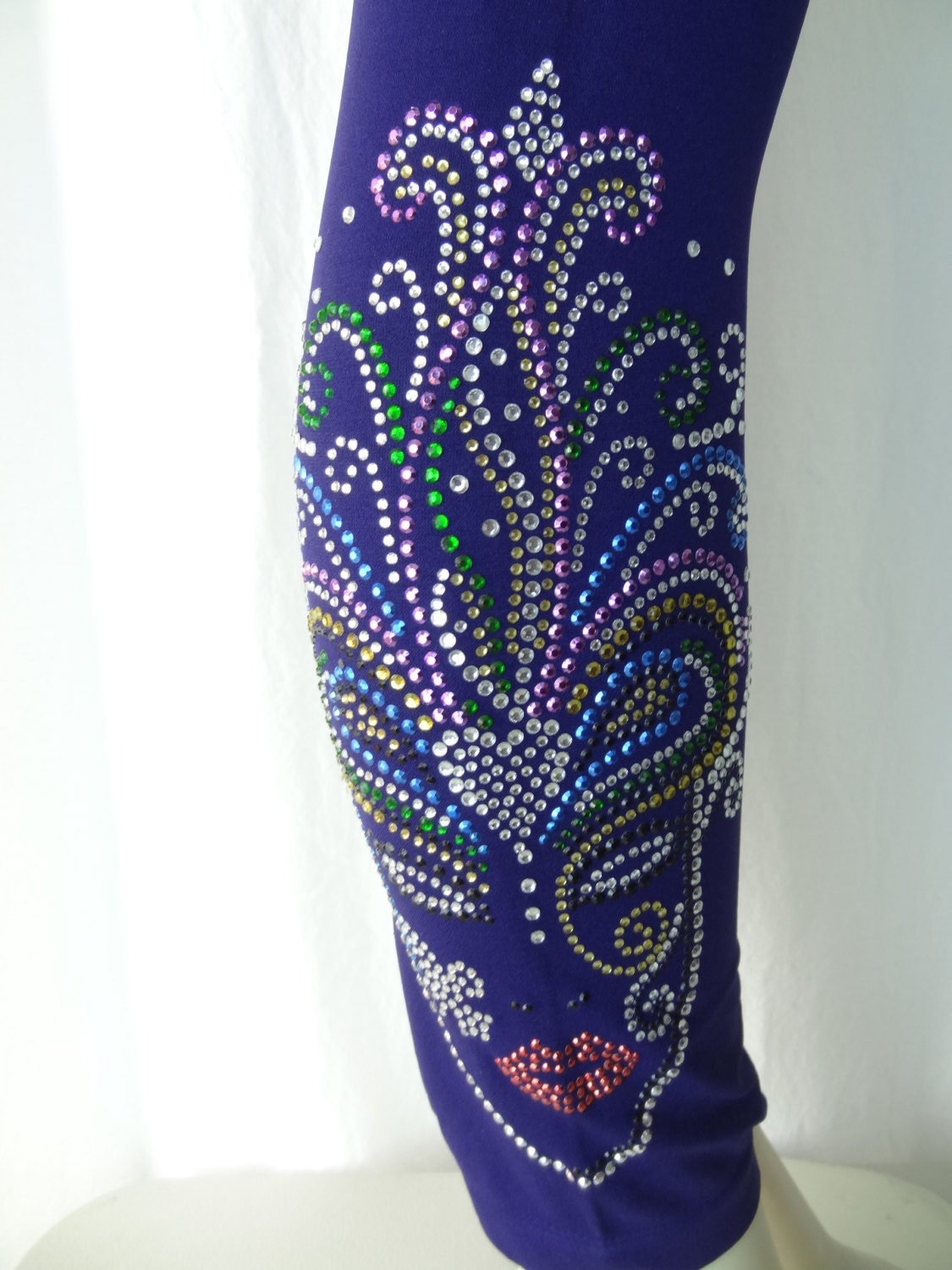 Plus Size Full Length Leggings Embellished Rhinestone Mardi - Etsy