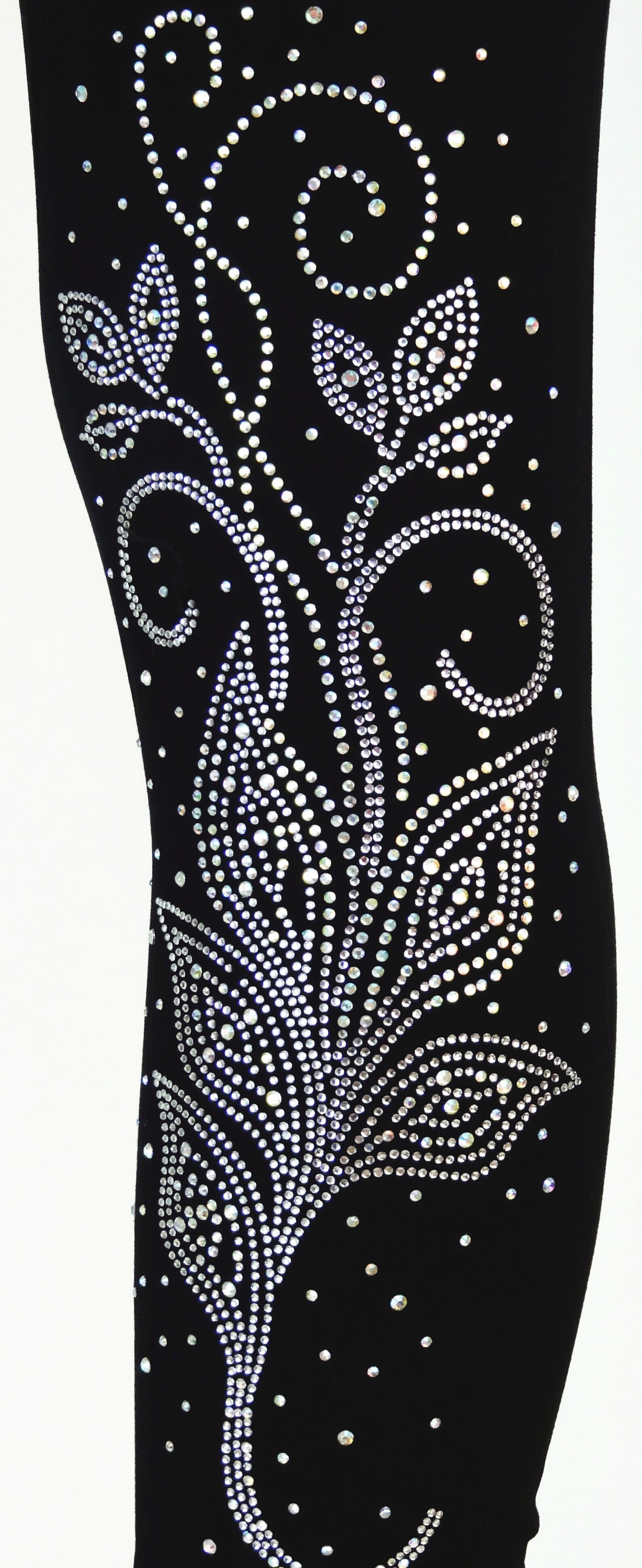 Plus Capri Length Leggings Rhinestone Embellished Gold or Iridescent ...