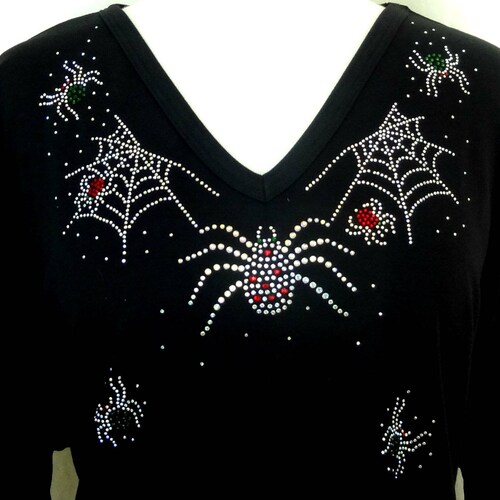 Hand Embellished Rhinestone Halloween Spooky Spiders & Webs - Etsy