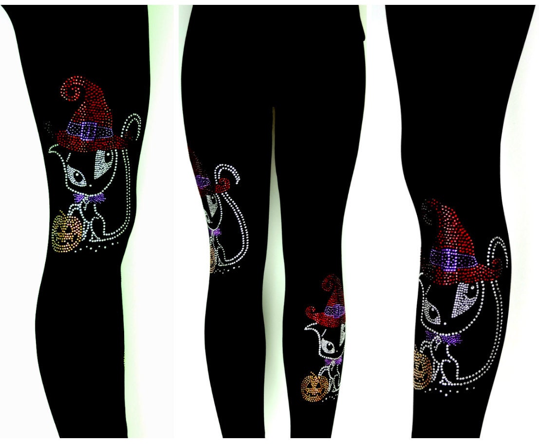 Plus Size Full Length Leggings Embellished Rhinestone & Shiny - Etsy