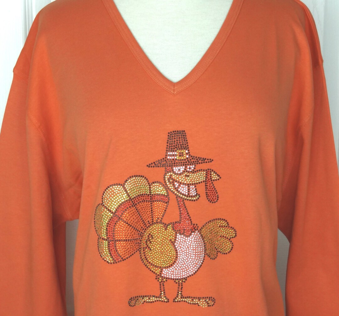 Hand Embellished All Rhinestone Thanksgiving Gobble Gobble Turkey 3/4 ...