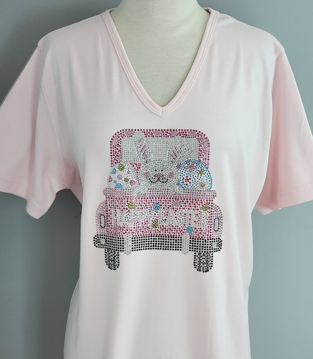 Hand Embellished All Rhinestone Happy Easter Delivery Truck Bunny Eggs ...