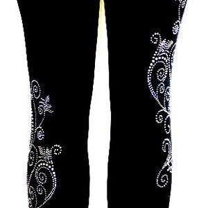Plus Size Full Length Leggings Embellished Rhinestone Crystal & AB ...