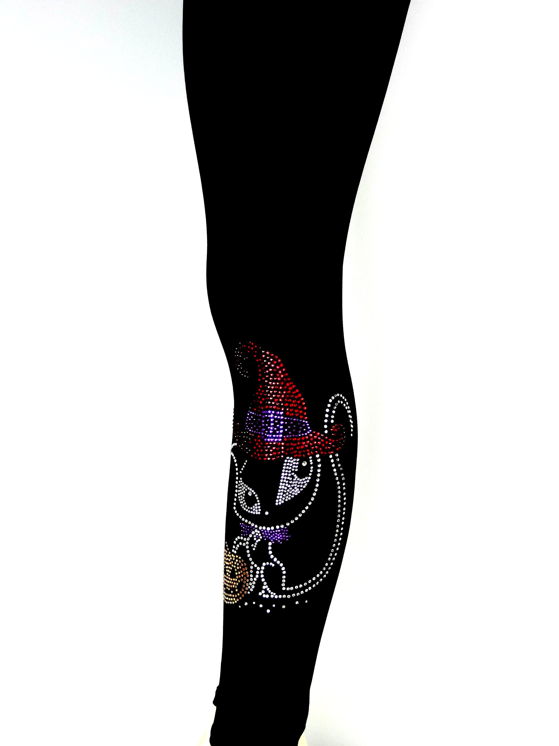 Plus Size Full Length Leggings Embellished Rhinestone & Shiny - Etsy