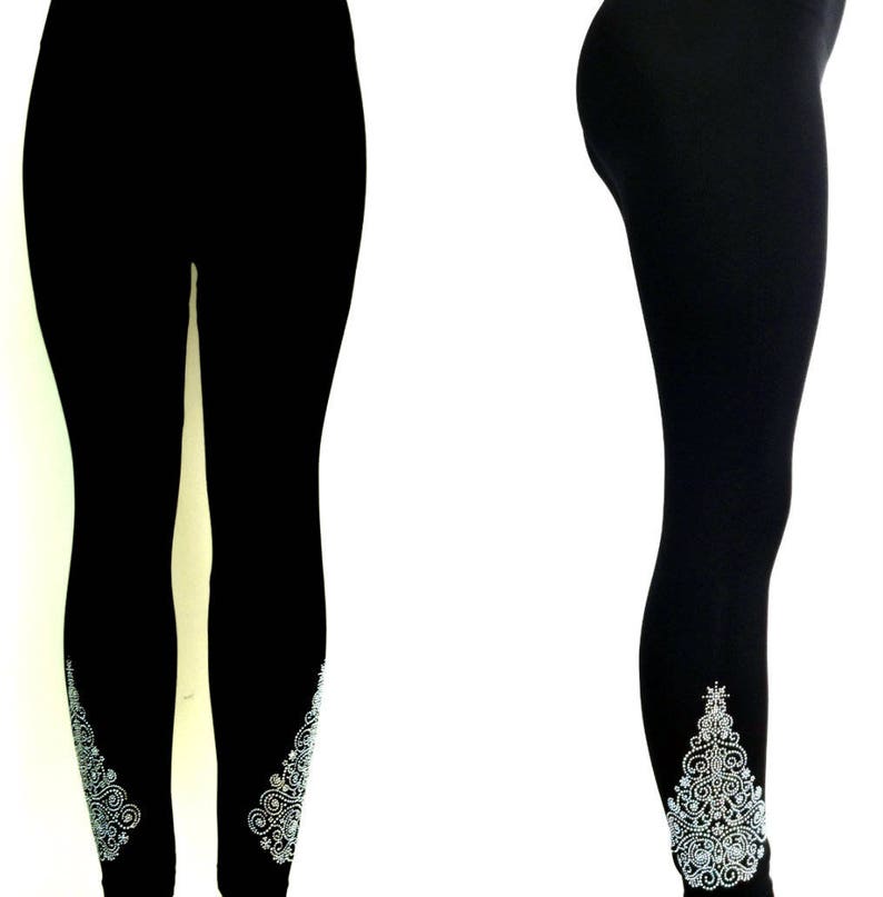 Plus Size Full Length Leggings Embellished All Rhinestone - Etsy
