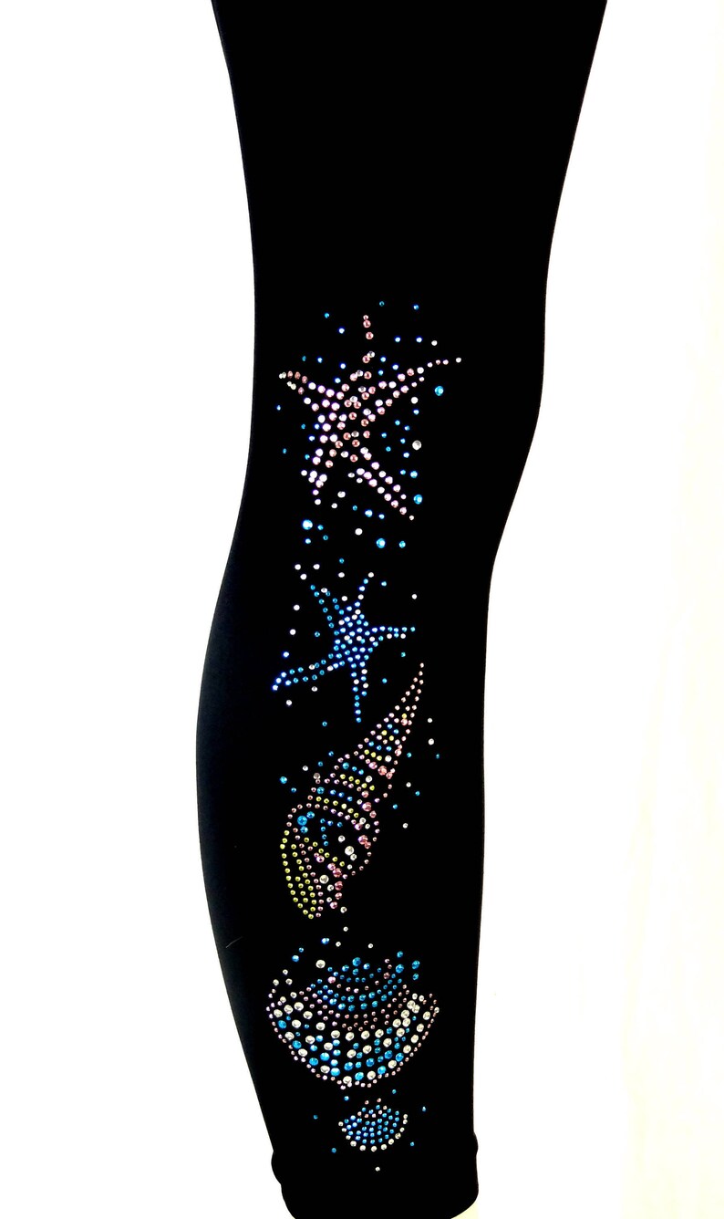 Plus Size Full Length Leggings Hand Embellished Rhinestone Etsy