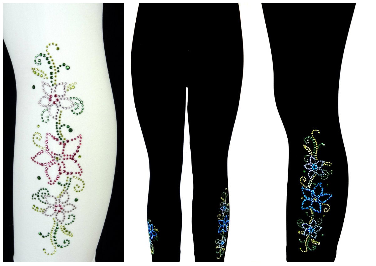 Plus Size Capri Length Leggings Embellished Rhinestone & Stud Vintage ...