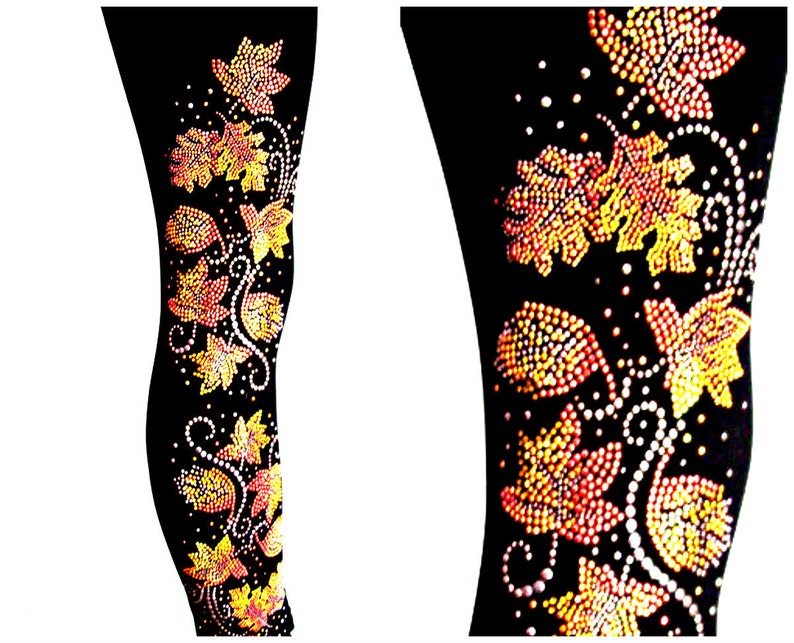 Plus Size Full Length Leggings Embellished Rhinestone Autumn | Etsy
