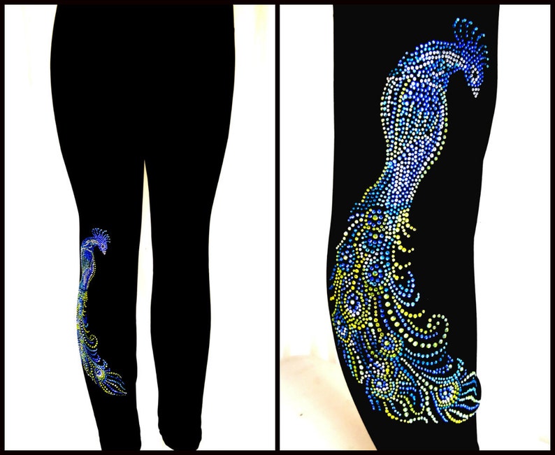 Plus Size Full-length Leggings Embellished All Rhinestone Lady - Etsy