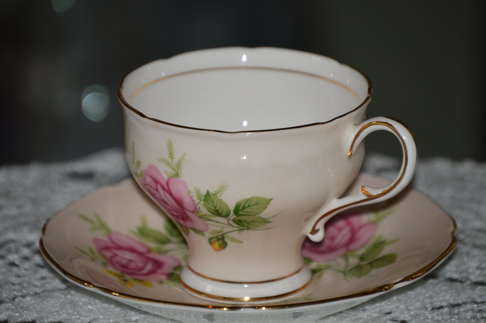 Vintage Paragon Pink Pedestal Teacup and Saucer Adorned With - Etsy