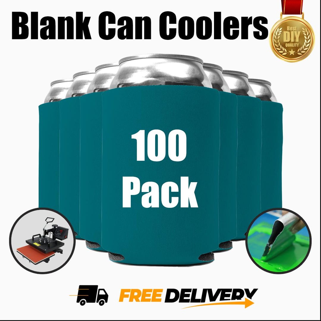 100 Teal Can Coolers – Blank Bulk Collapsible Beer Huggers - Etsy