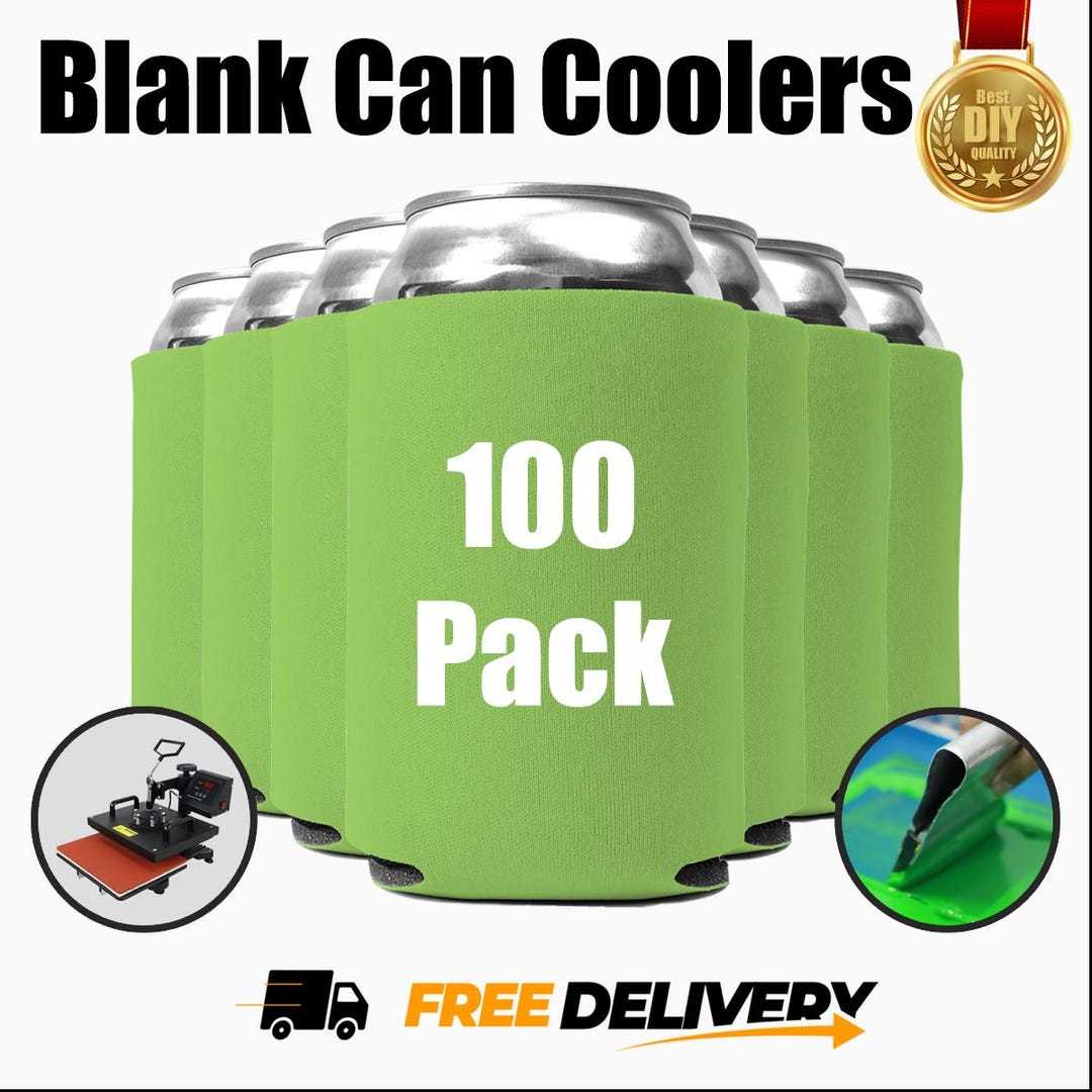 100 Neon Green Can Coolers – Blank Bulk Beer Huggers - Etsy