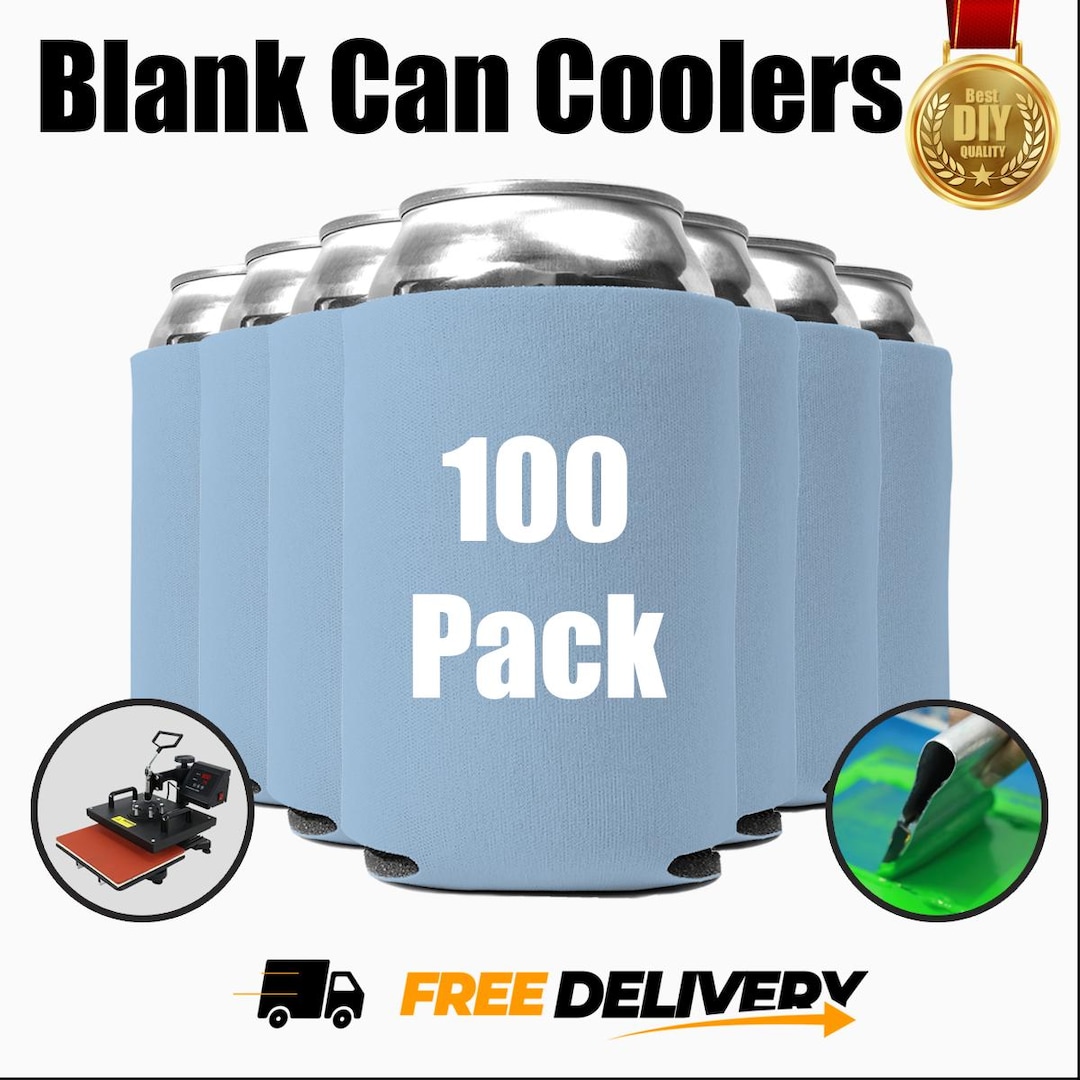 100 Placid Blue Can Coolers – Blank Bulk Beer Huggers - Etsy