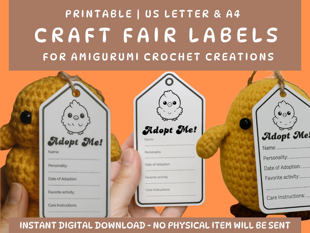 Adopt Me Tags for Handmade Crochet Chicken Amigurumi Plushies | Custom ...